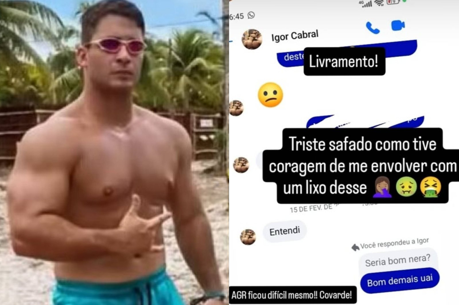 Acusado de espancar namorada, Igor Cabral tem supostas conversas expostas por mulher trans nas redes
